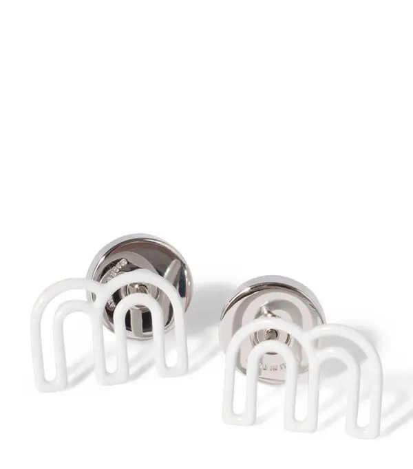 Miu Miu M Logo Stud Earrings - White