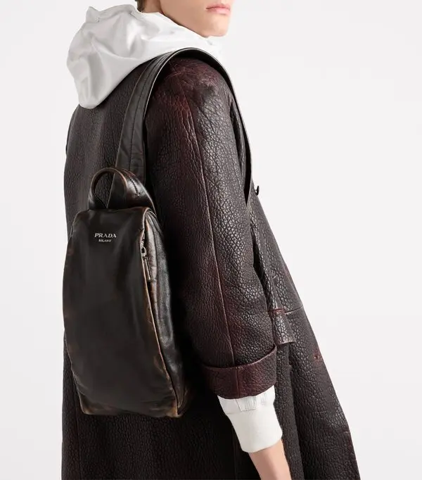 Prada Distressed Leather Cross-body Bag