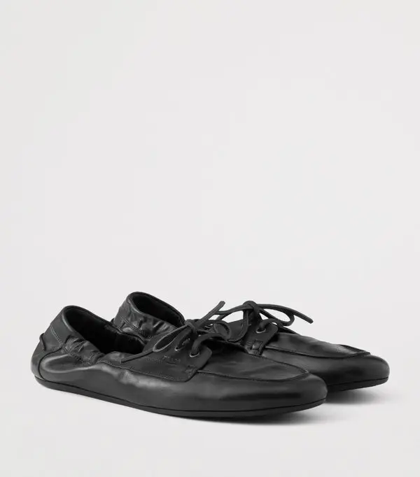 Prada Antiqued Leather Shuffle Loafers