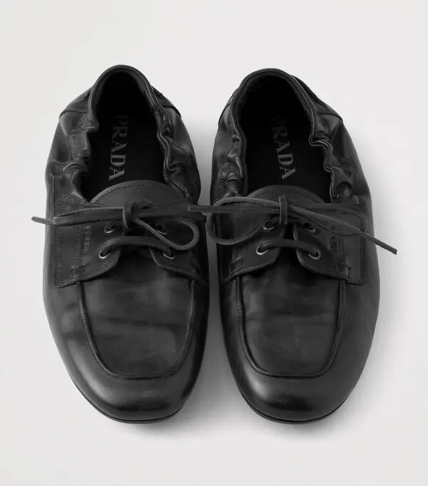Prada Antiqued Leather Shuffle Loafers