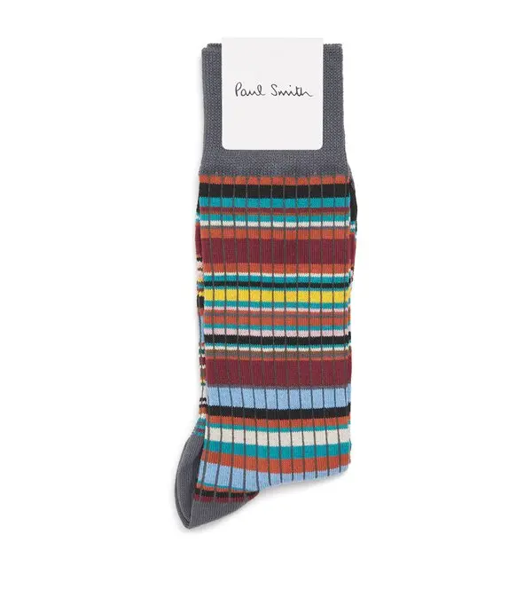 Paul Smith Ribbed Signature Stripe Socks - Grey