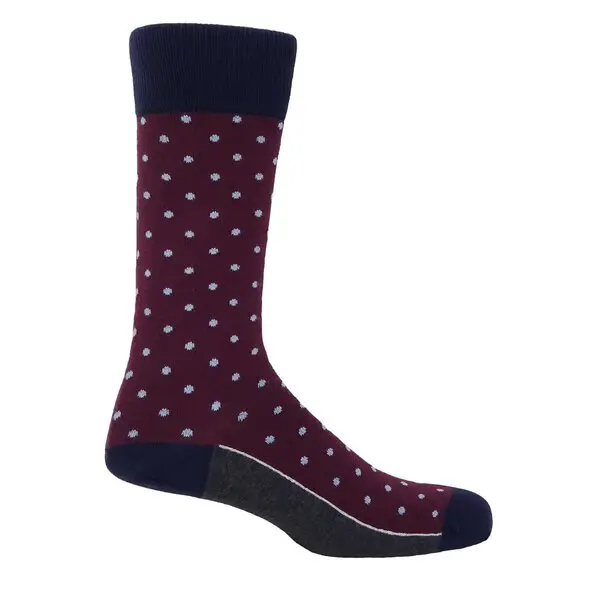 PEPER HAROW - MADE IN ENGLAND Pin Polka Socks Burgundy - Red