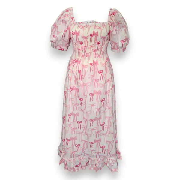 MARY MARSHMALLOW Poppy Dress Long Bows - Pink