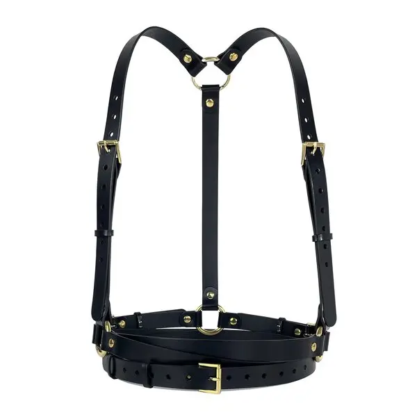 HAUTE CUIR Double Belt Leather Harness - Black