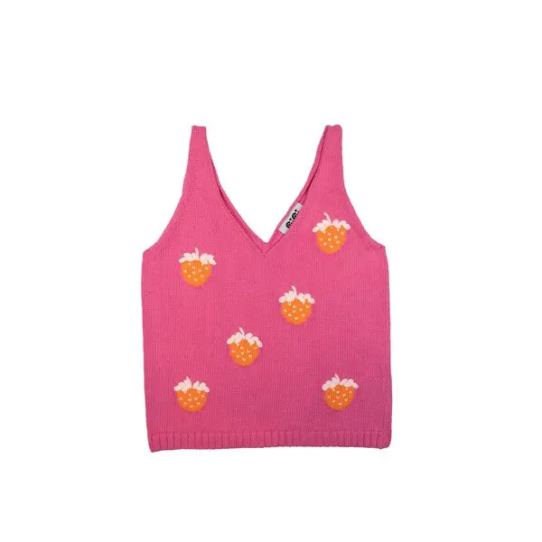 GIGI KNITWEAR Strawberry Cotton Tanktop - Pink