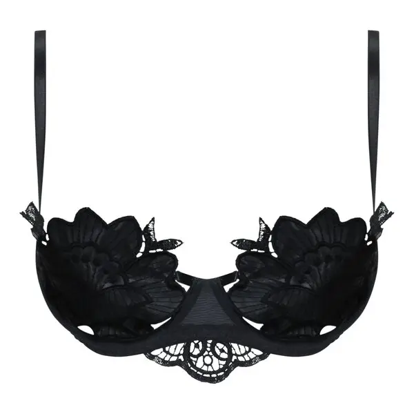 BELLE ET BON BON Bisoux Leatherette Rose Bra - Black