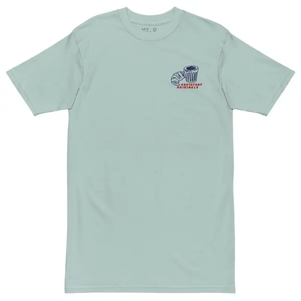 ANCHOR & CREW Ice Gustatory Originals Postcards From Sunday Heavy Cotton Embroidered T-shirt - Blue