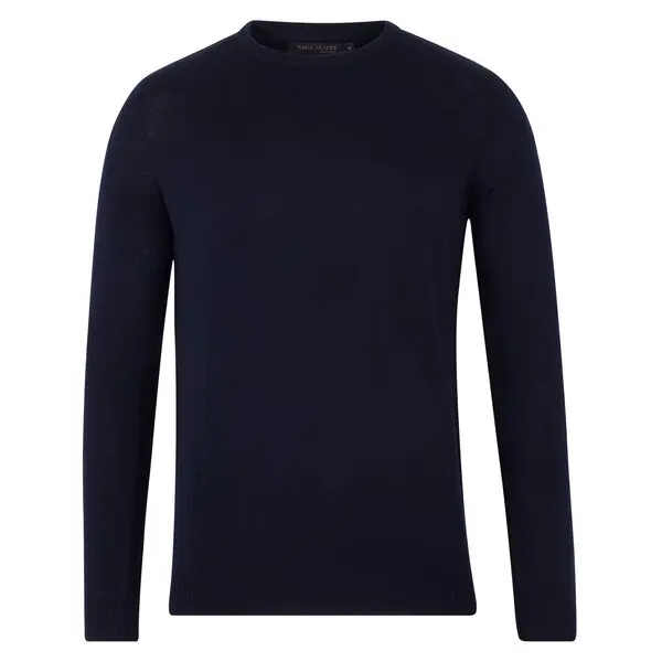 PAUL JAMES KNITWEAR Extra Fine Merino Wool Calington Crew Neck Jumper Navy - Blue