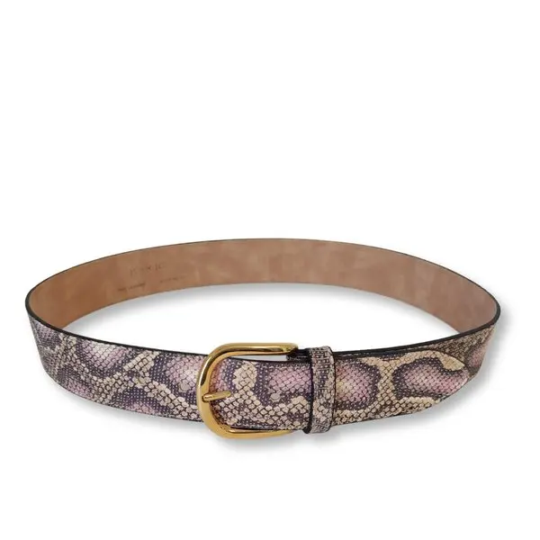 JUAN-JO Neutrals Snake Print Belt With Gold Buckle - Yellow
