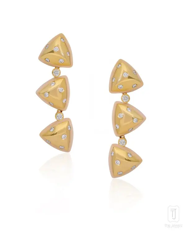 THE JEWELZ Rose Gold / Yellow / Neutrals Imperii Triad Danglers Earrings - Rose Gold/yellow
