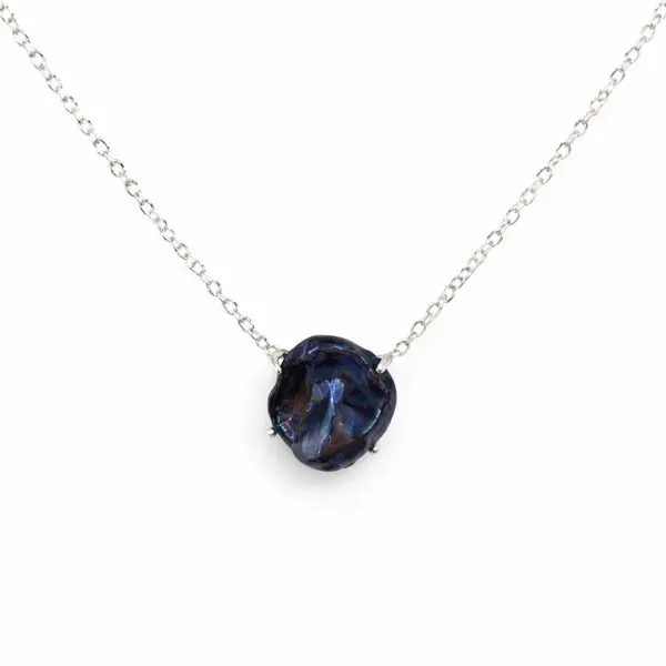 PEARL CODE Pearl Pendant Necklace In Silver – Rozeta Sunset - Black