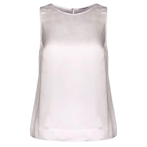 OH!ZUZA NIGHT&DAY Echo – Cream Satin Viscose Top With Side Slits - White