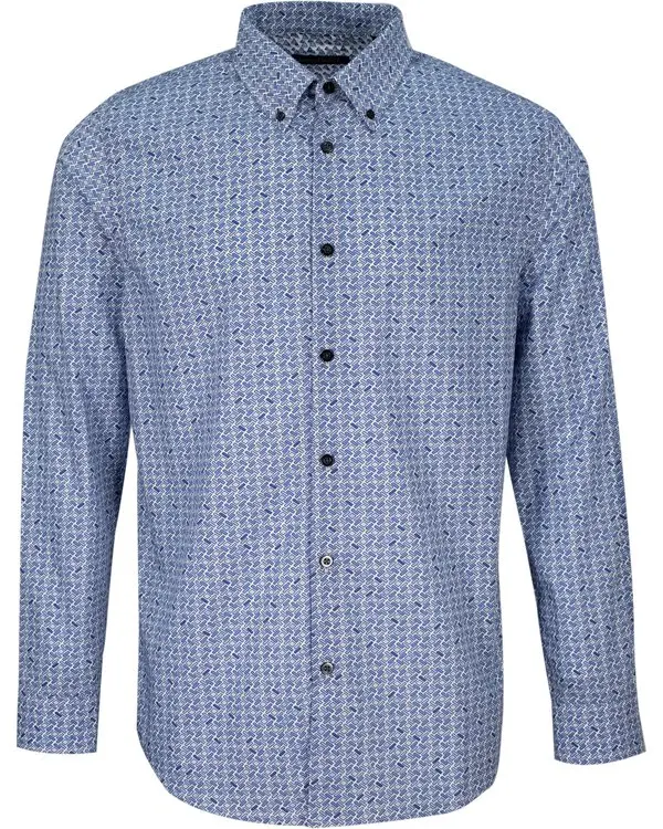 LORDS OF HARLECH Morris Rectangles Shirt - Blue