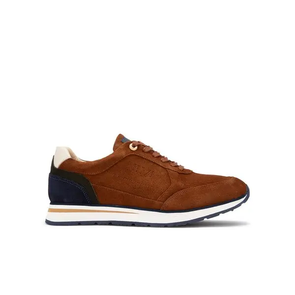 ILVI Renat Saddle -navy Blue-khaki Split Suede Leather Sneaker - Brown