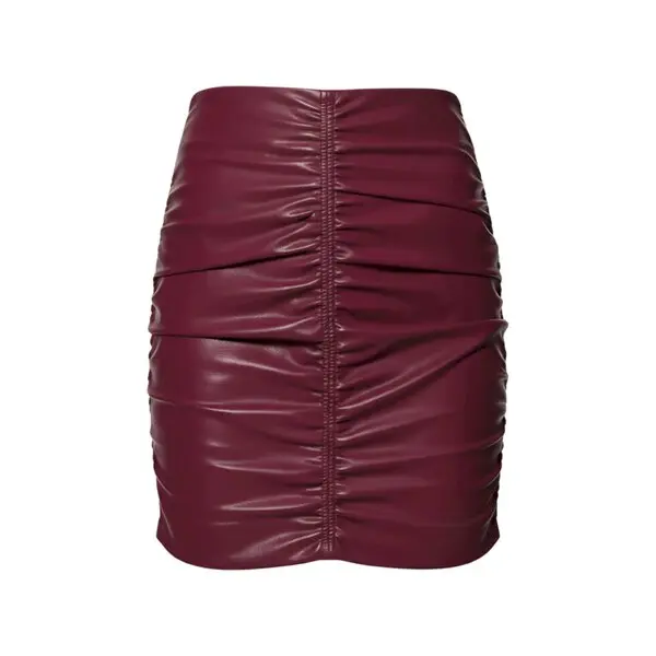 AGGI BY HALEWSKI Ruth Burgundy Wine Vegan Leather Mini Skirt - Purple
