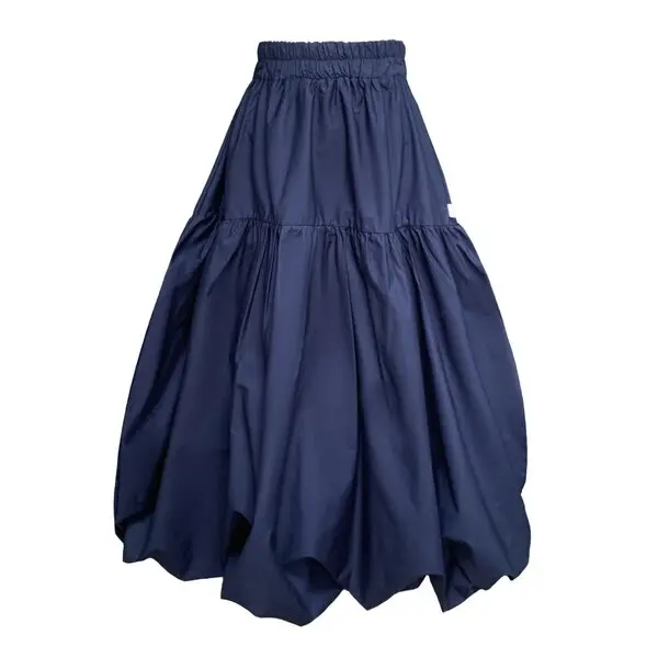 FROCK TALES Mylar Puffball Midi Skirt In Navy - Blue