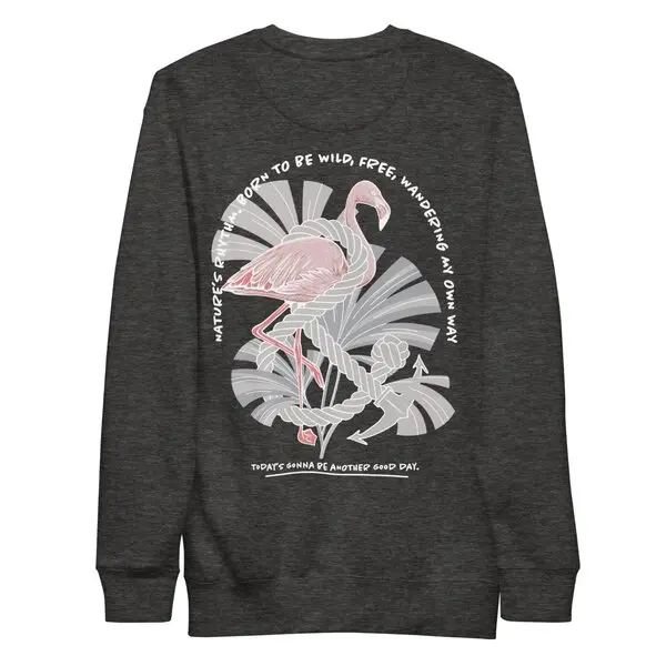 ANCHOR & CREW Heather Flamingo Another Good Day Cotton Blend Sweatshirt - Black