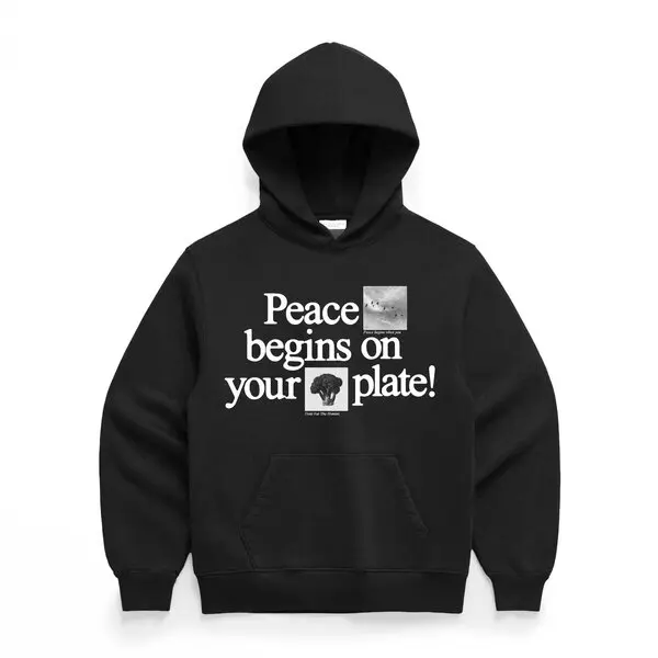 DONT EAT THE HOMIES Peace Begins On Your Plate Hoodie - Black