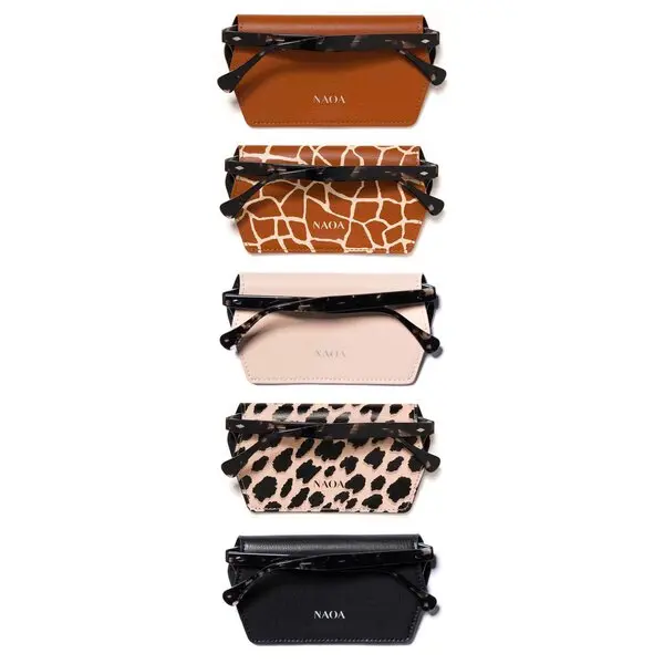 NAOA Black / Brown Family Five Pack Apple-leather Slim Glasses Case Plain - Black/brown