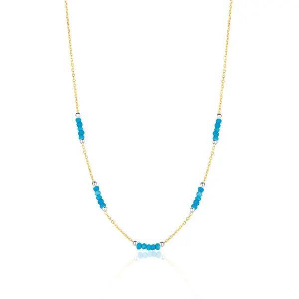SPERO LONDON Gold / Blue Turquoise Beaded Sterling Silver Chain Necklace In Gold - Gold/blue