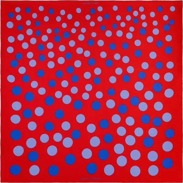 OTWAY & ORFORD Blue / Red 'planetarium' Polka Dot Silk Pocket Square In Red With Blue. Full-size - Blue/red
