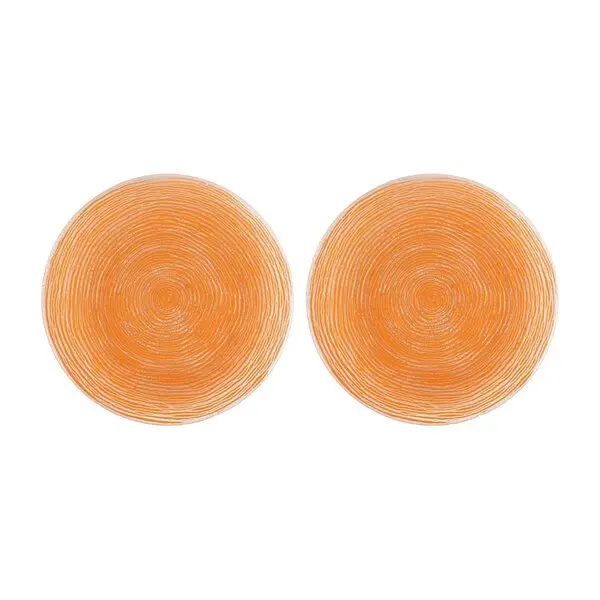 Turgla Home Glass Dinnerware Round Glass Plate Set Of Two - Orange