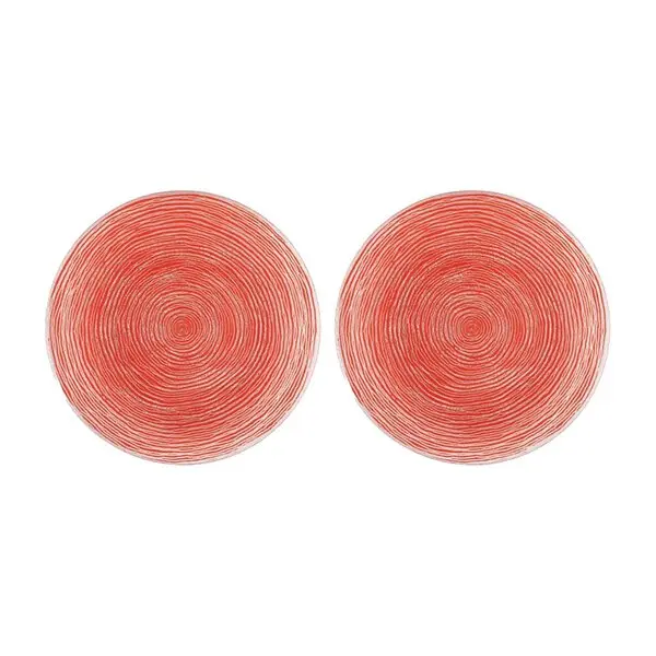 Turgla Home Glass Dinnerware Round Glass Plate Set Of Two - Red