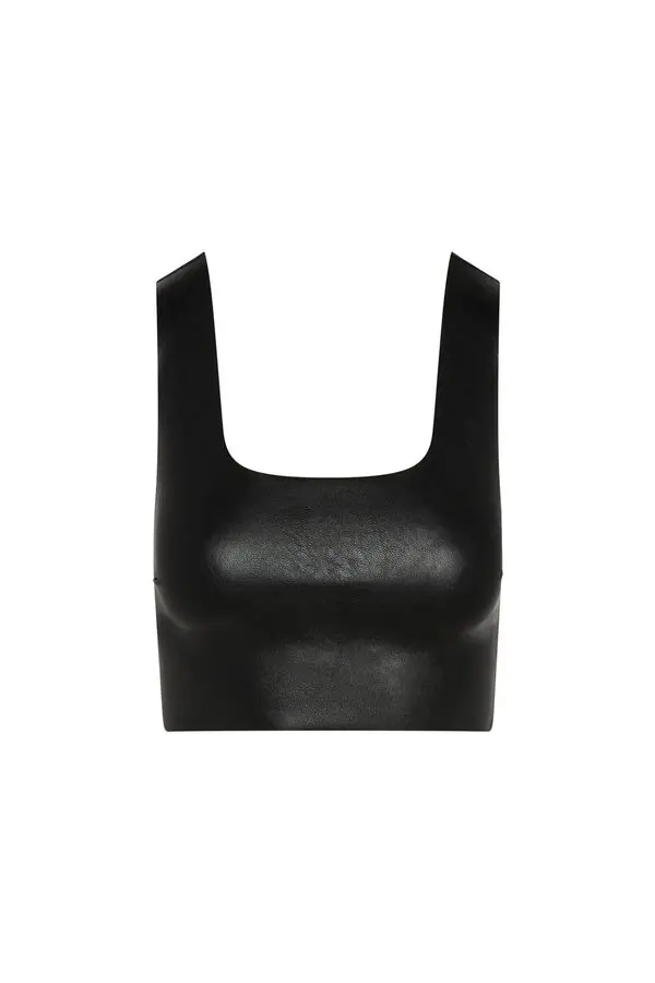 Commando Faux Leather Squareneck Crop Top, Flt100 - Black