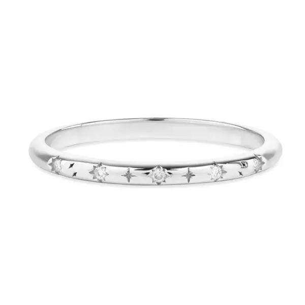 ZOHREH Celestial Diamond Band Ring 9k White Gold - Silver