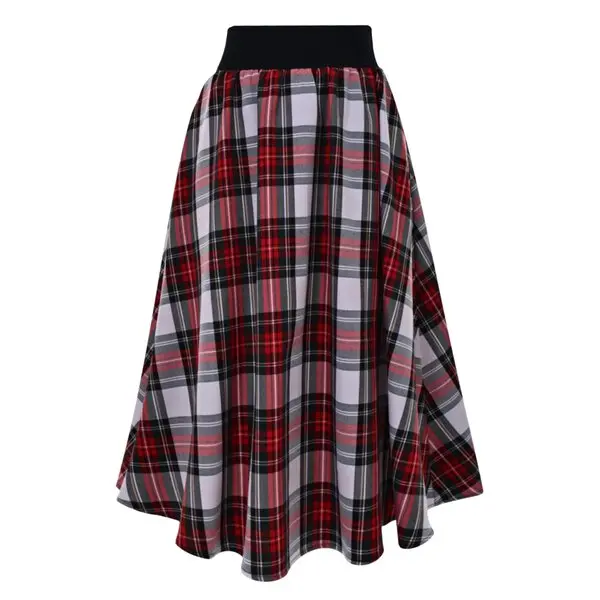 FROCK TALES White / Red Bonnie Midi Skirt In Red And White Tartan - White/red