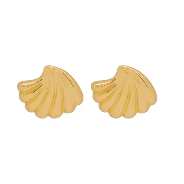 VALERIE CHIC Ariel Seashell Stud Earrings 18k - Gold