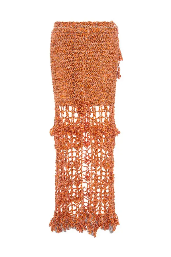 ANDREEVA Chrysanthemum Handmade Crochet Skirt - Orange