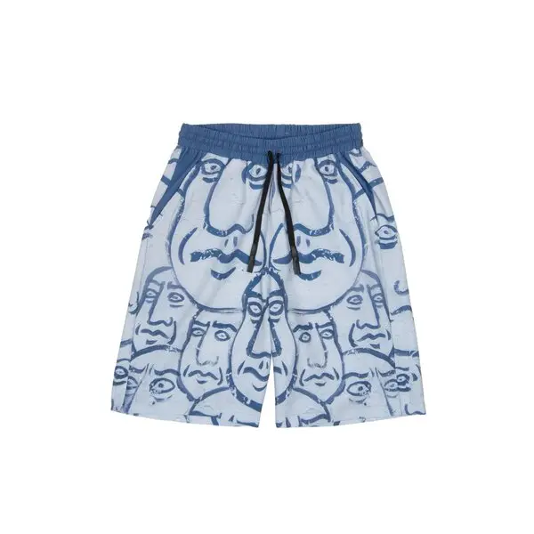 MYSIMPLICATED Bermuda Shorts In With Faces Design Recycled Fabric W - Blue