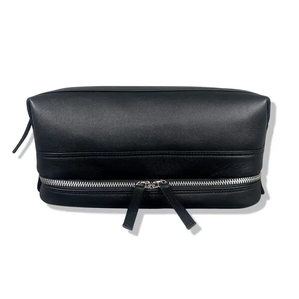 LEATHERCO. Leather Open Top Wash Bag - Black