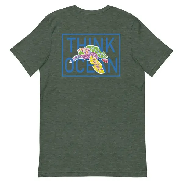 ANCHOR & CREW Think Ocean Turtle' Embroidered Cotton T-shirt - Green