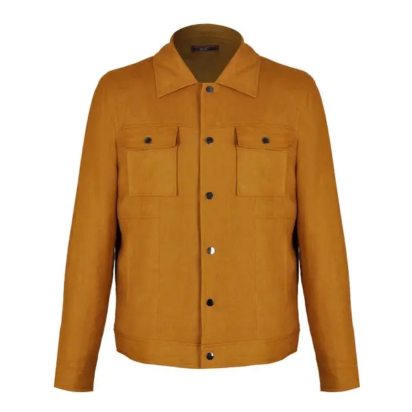 DAVID WEJ Hugo Linen Trucker Jacket Mustard - Yellow