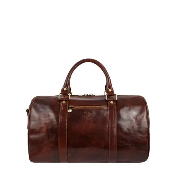 TIME RESISTANCE Small Leather Overnight Bag, Duffel Bag The Ambassadors - Brown