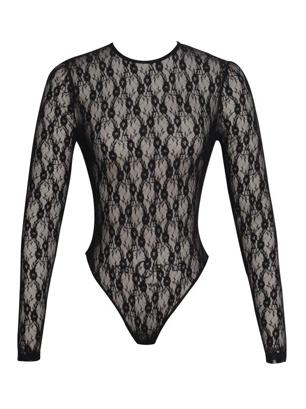 MISS CIRCLE NEW YORK Maisie Lace Long Sleeve Bodysuit - Black