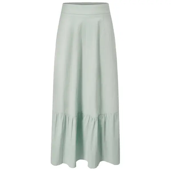 SMART AND JOY Cotton Midi Skirt With Ruffles - Green