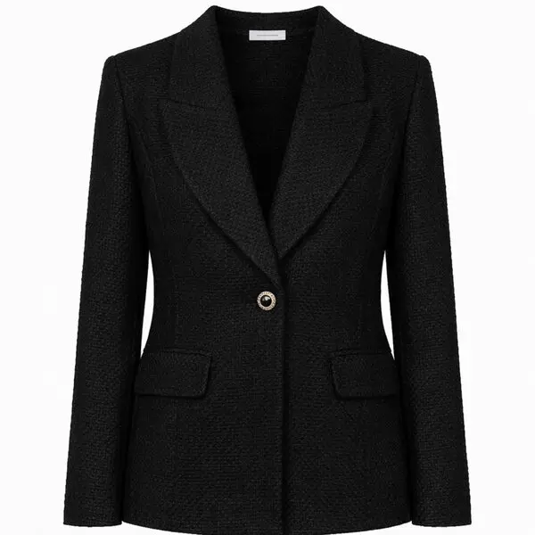 NUVV COLLECTION Casual Tweed Blazer - Black