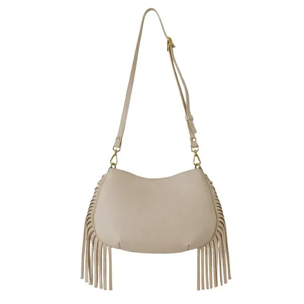 F3ROG BY RANA Neutrals Crossbody Mini Gordon Fringe Bag - Beige