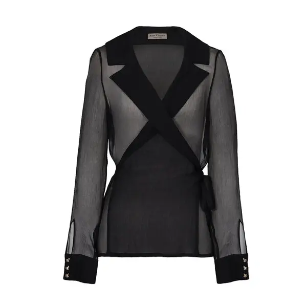 ANSE VICTORIN Eva Silk Chiffon Blouse - Black