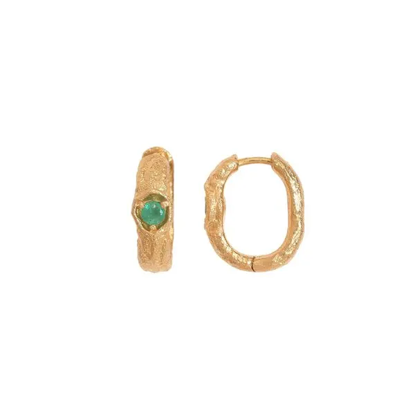 CLAIRE HILL DESIGNS Emerald Branch Hoop Earrings - Gold