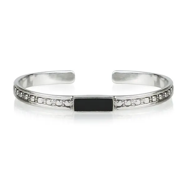 CHARLOTTE'S WEB JEWELLERY Black / Silver Maharani Black Onyx Cuff Bracelet - Black/silver