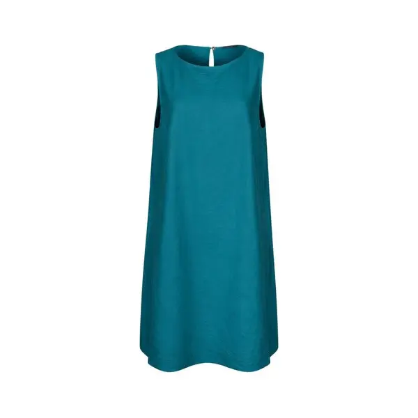 OH!ZUZA NIGHT&DAY Green / Blue Echo Viscose Midi Dress With Pockets Turquoise - Green/blue