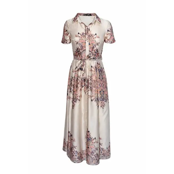 GIRL IN MIND Aurora Paisly Print Midi Shirt Dress - White