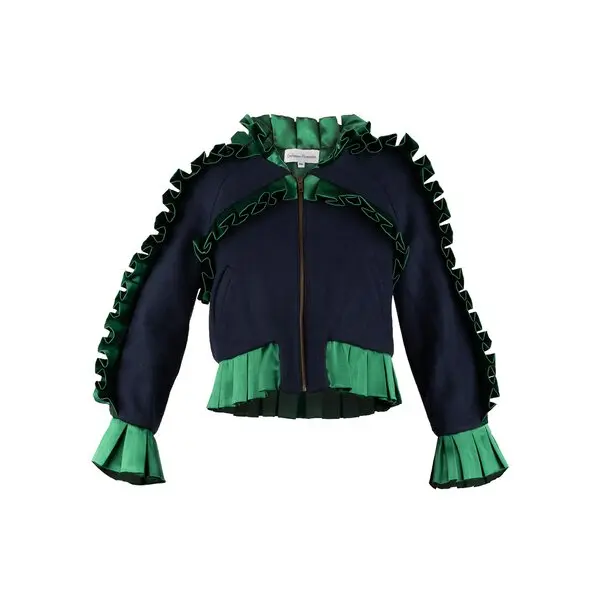 GUILLAUME ALEXANDRE Two Tone Pleated Bomber Jacket