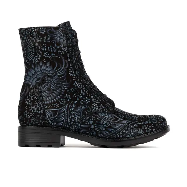 EMBASSY LONDON USA Blue / Black / Silver Laviva High Black & Blue & Silver Floral - Blue/black/silver
