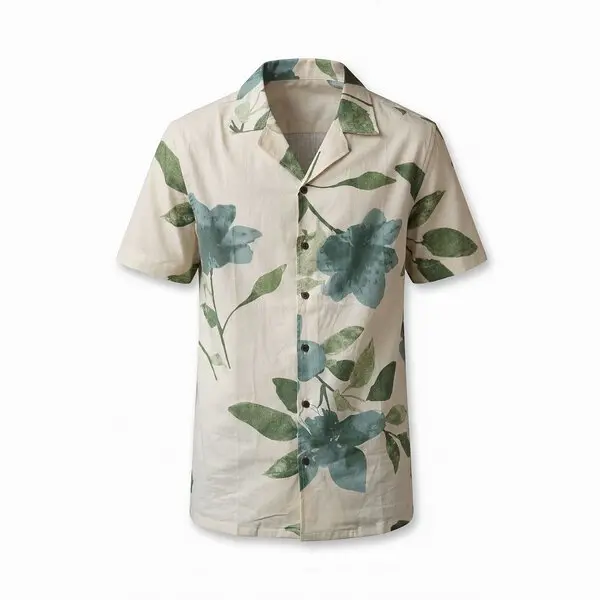 STOVARIA Camp Collar Half Sleeve Pure Cotton Shirt With Multicolor Abstract Print - White