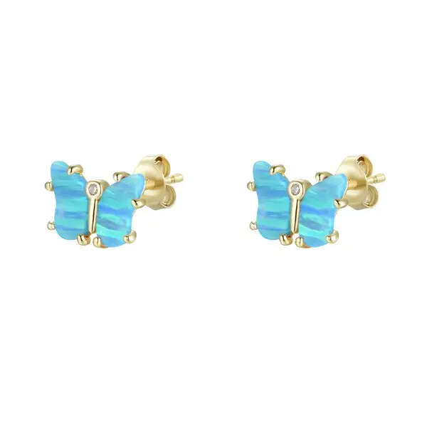 KAMARIA Opal Butterfly Stud Earrings Green - Blue